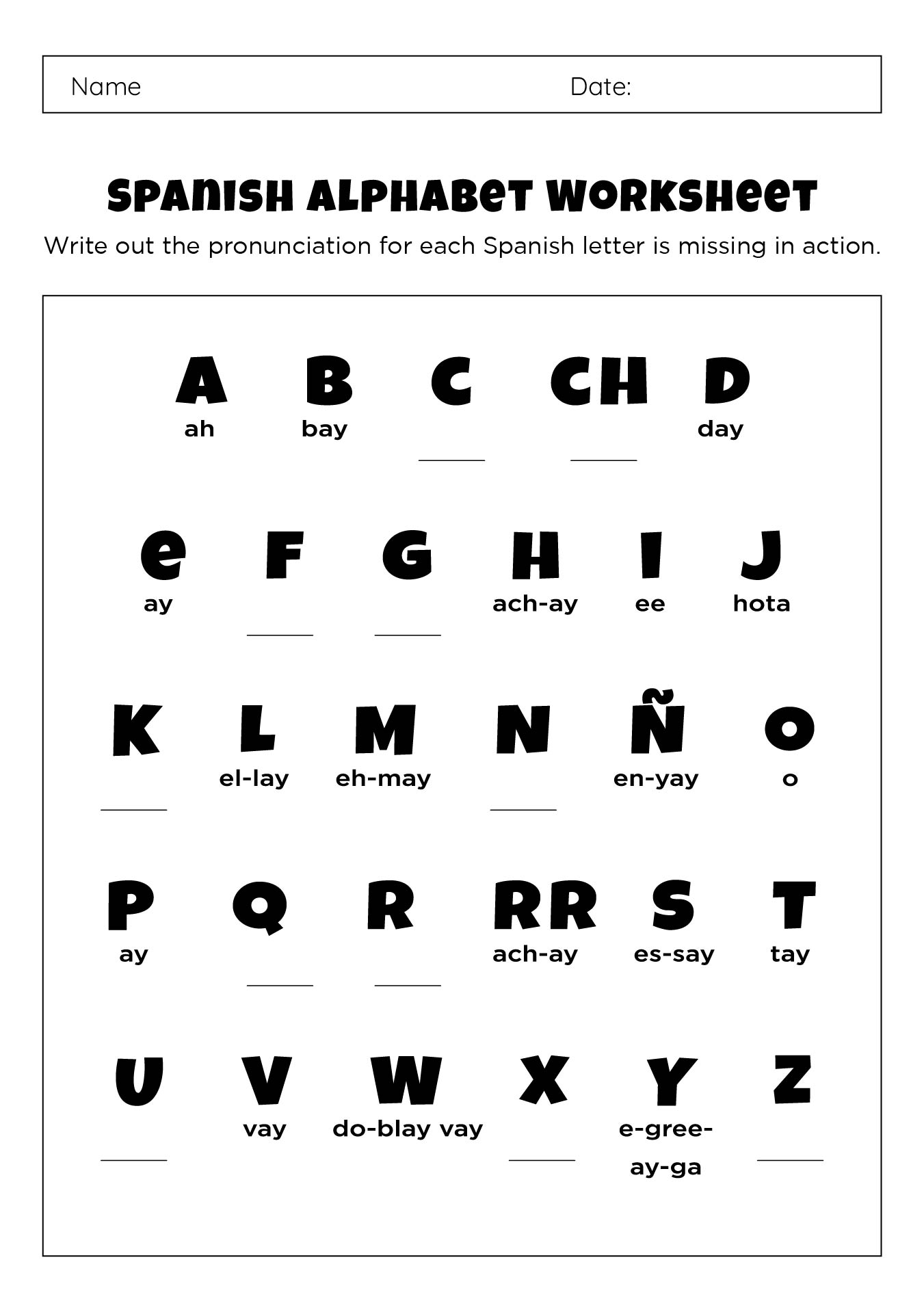 Spanish ABC Printables Printablee Spanish ABC Printables Printablee