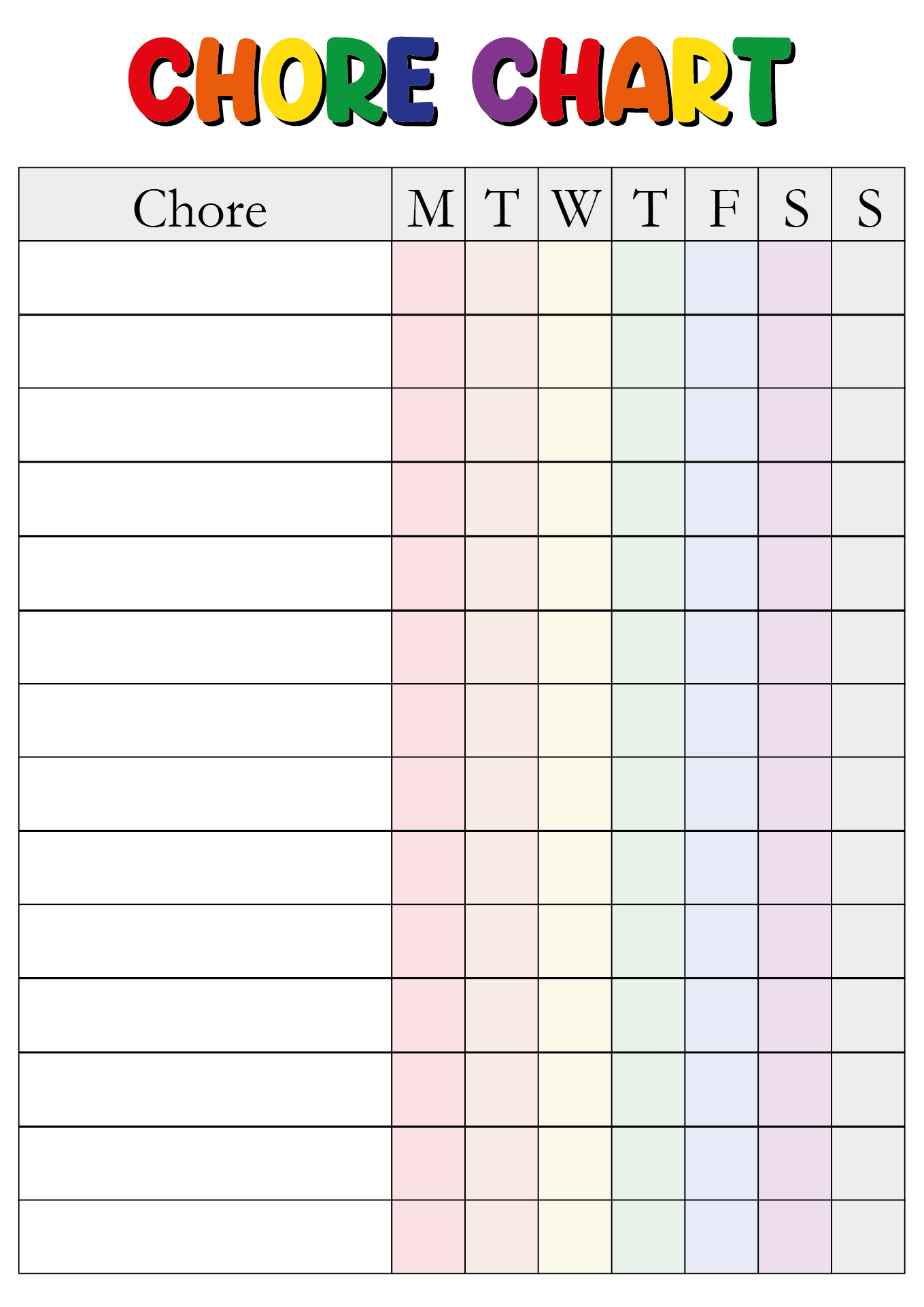 Blank Charts For Word