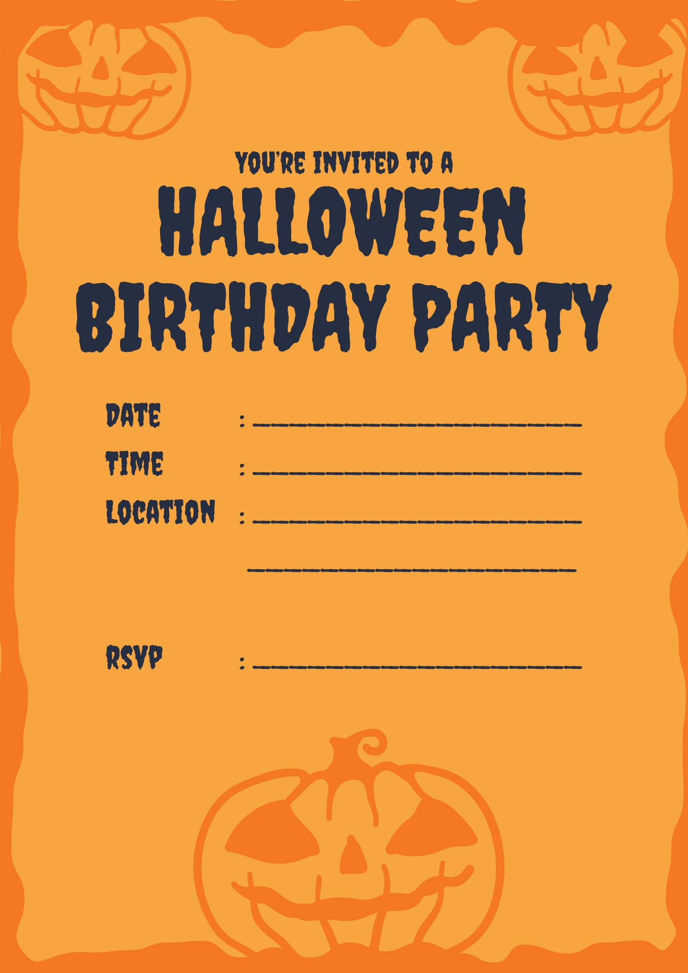10 Best Printable Halloween Invitations Templates Blank Printablee