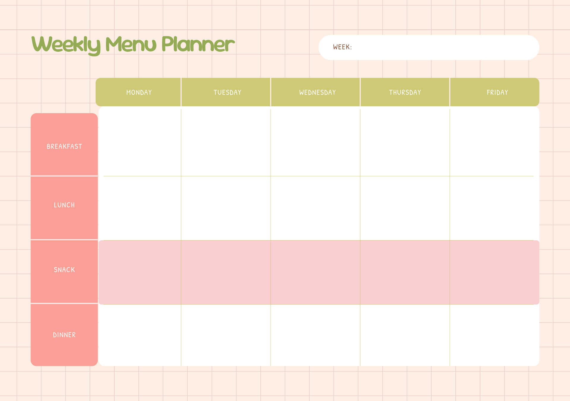 Weekly Menu Planner Template Printable Printable Templates