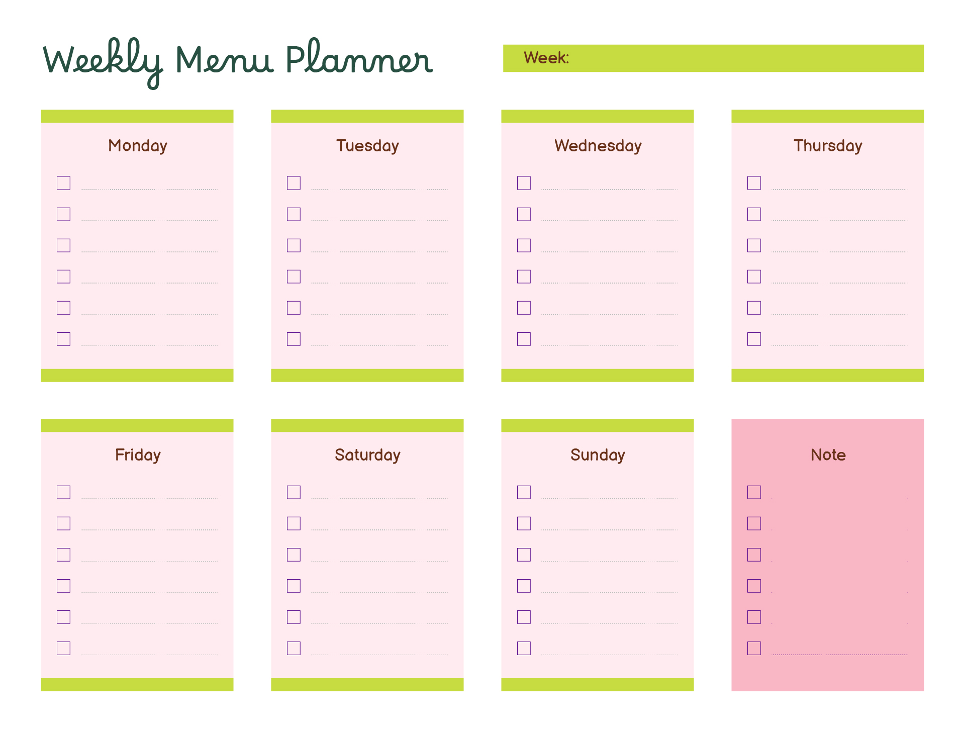 Blank Meal Planner Sheet Printable 7 Free PDF Printables Printablee