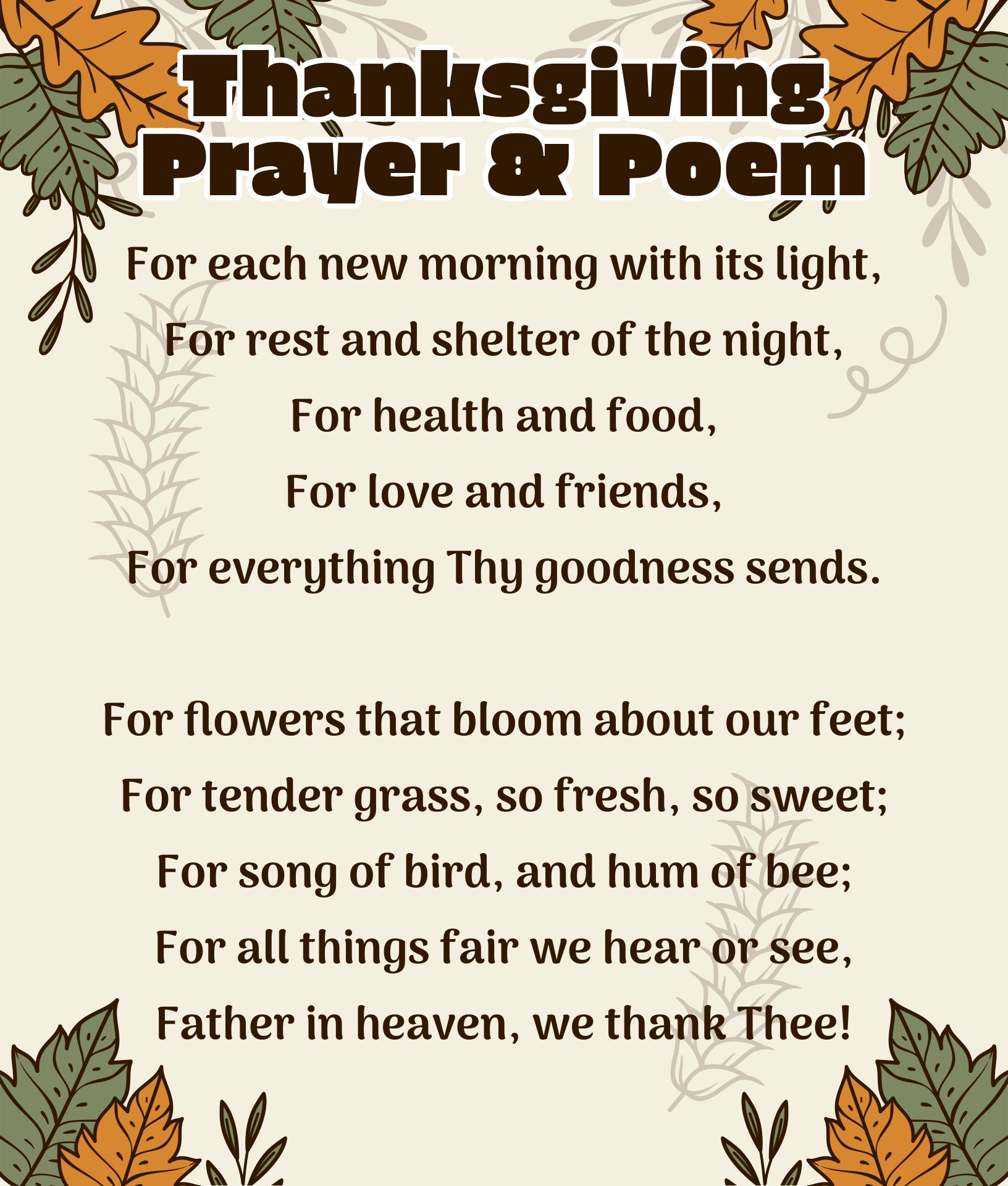 Thanksgiving Poems - 14 Free PDF Printables | Printablee Thanksgiving Poems - 14 Free PDF Printables | Printablee