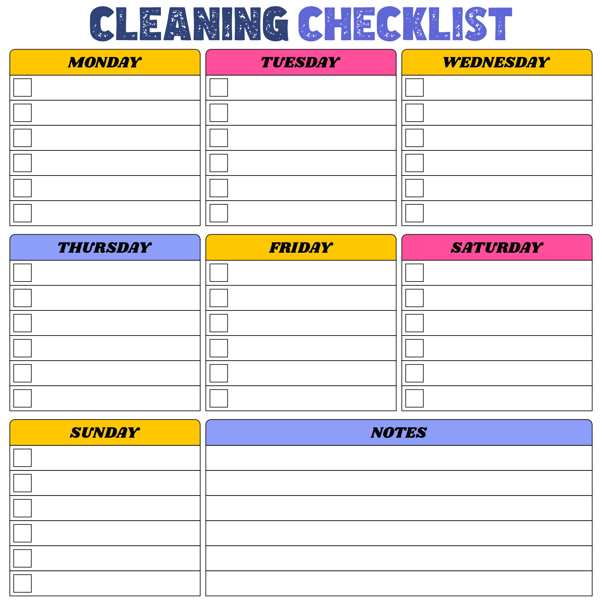 Printable Editable Cleaning Checklist Template Printable Templates