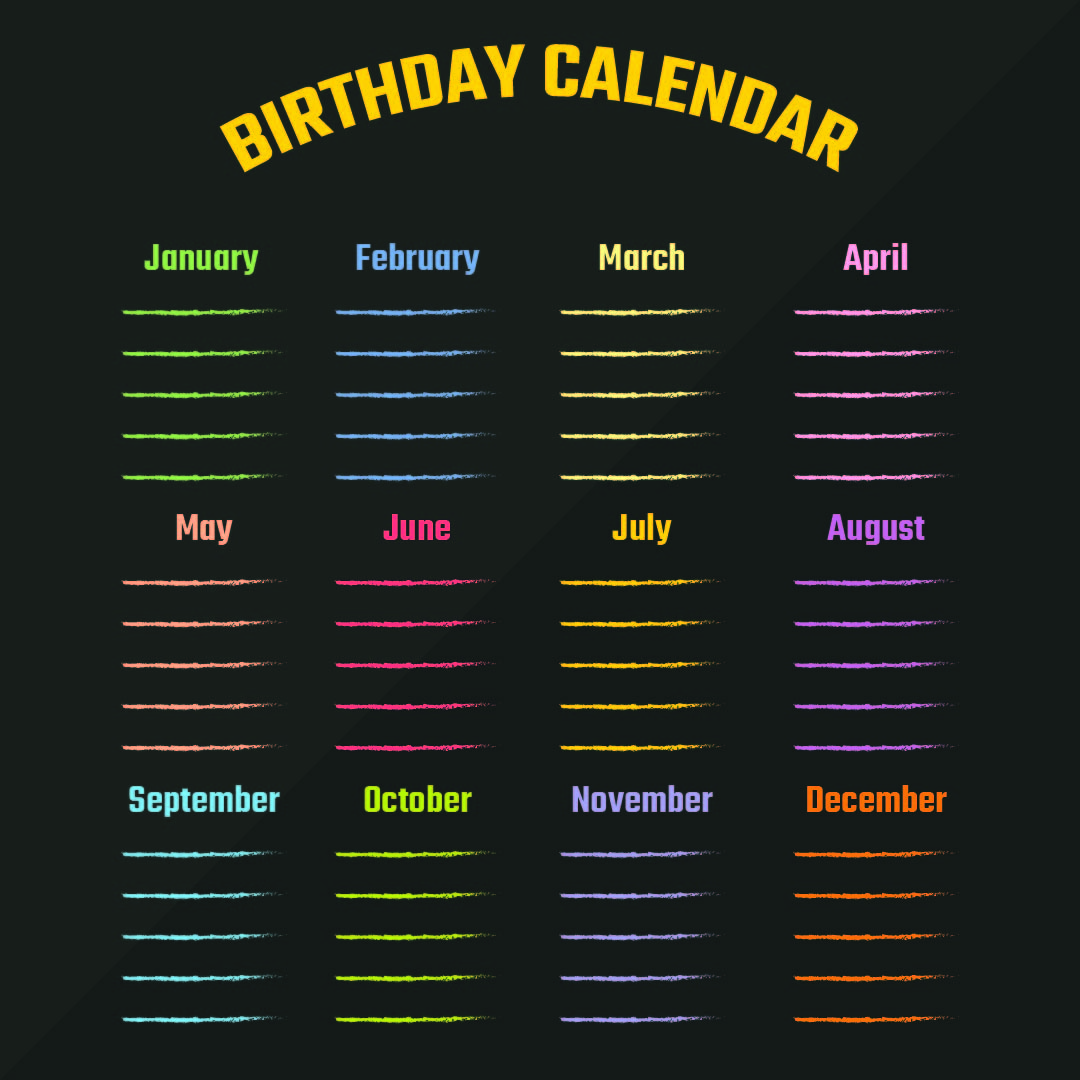 10 Best Office Birthday List Printable Printablee