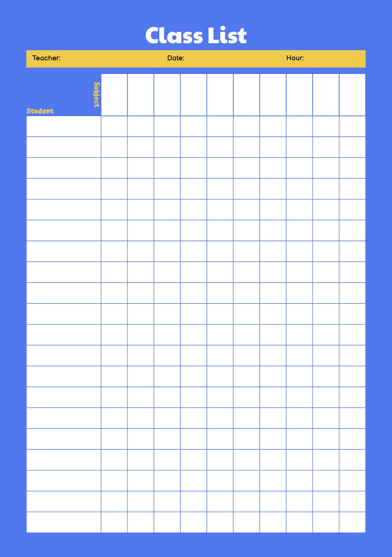 Free Printable Roster Printable Templates