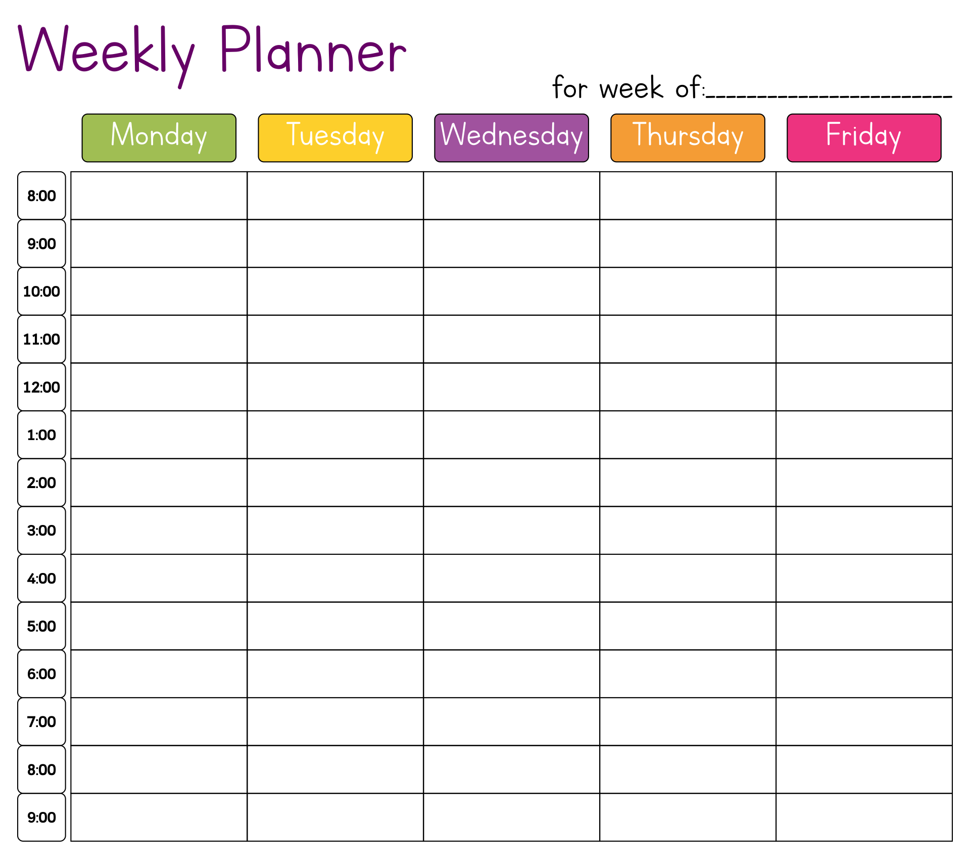 10 Best Printable Hourly Calendar Template Printablee