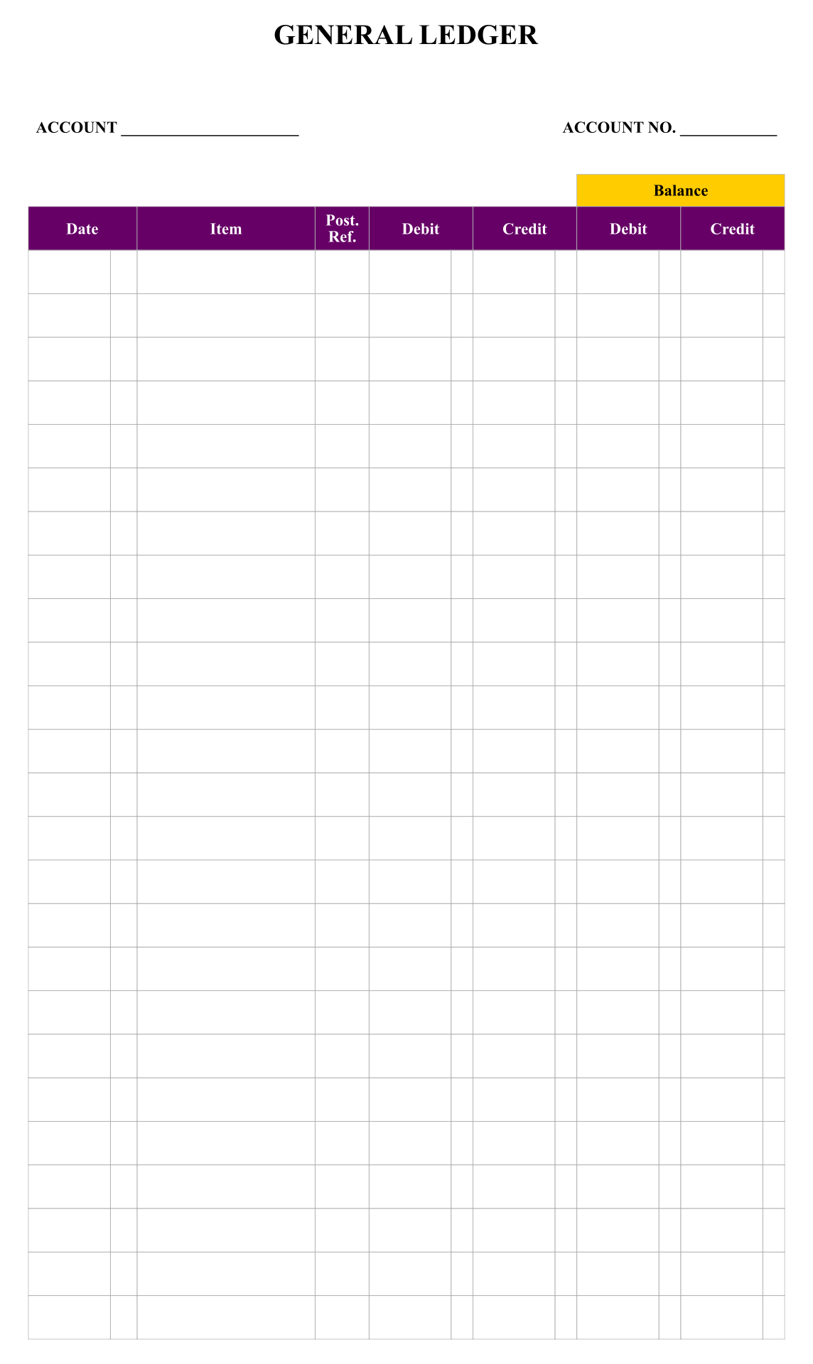 Blank Ledger Template