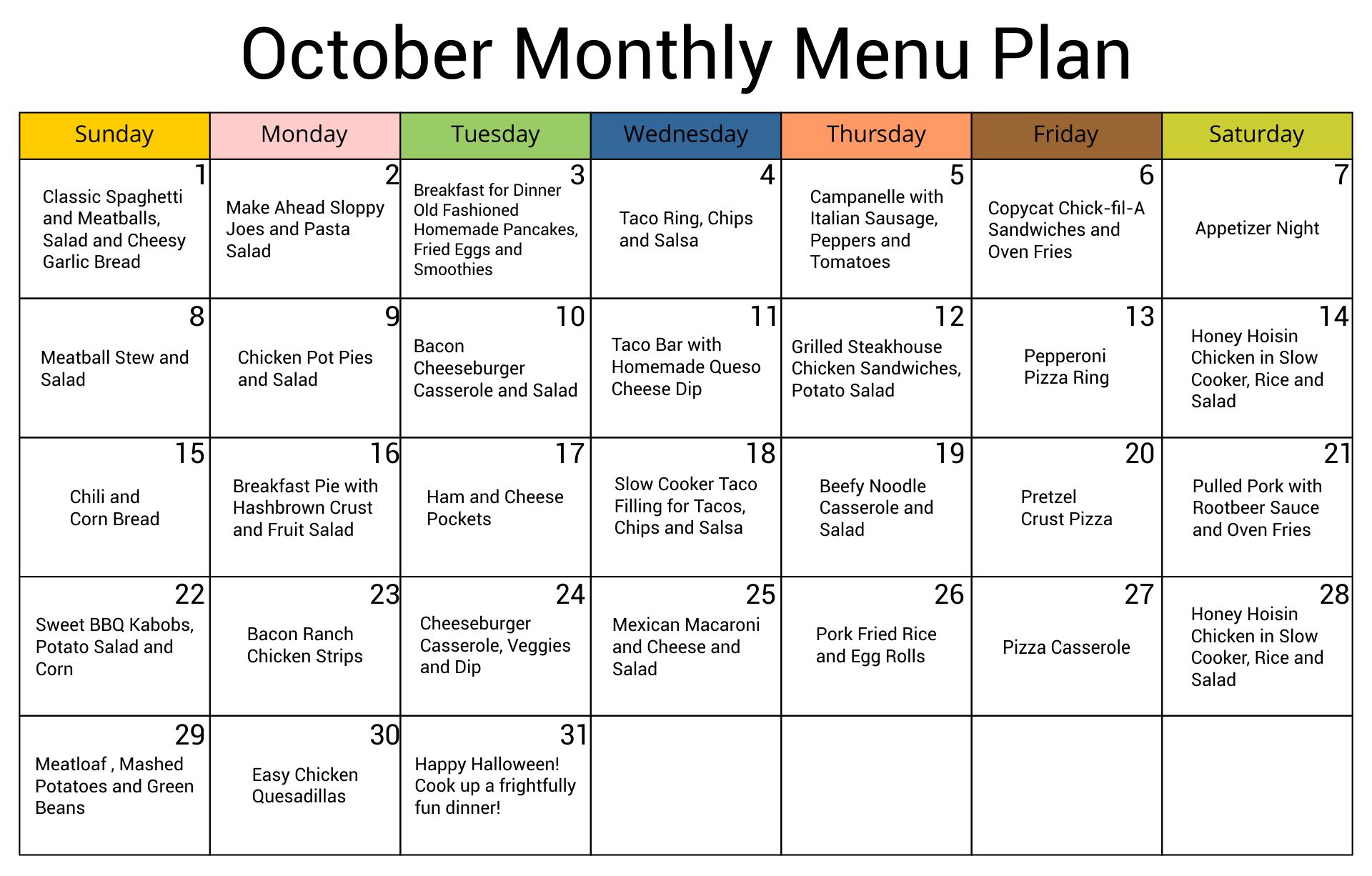Printable Monthly Menu Calendar Eaglegaret