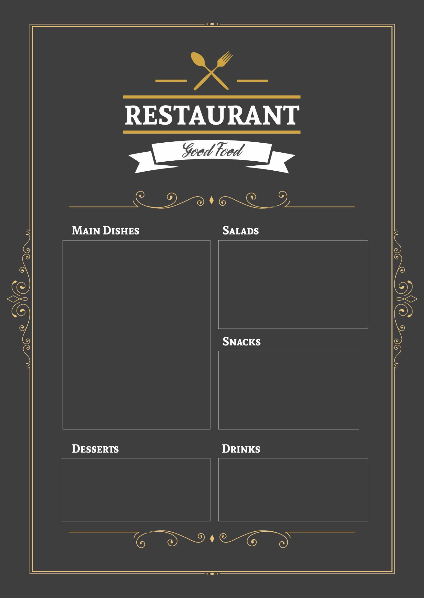 Free Printable Blank Restaurant Menu Template Printable Templates