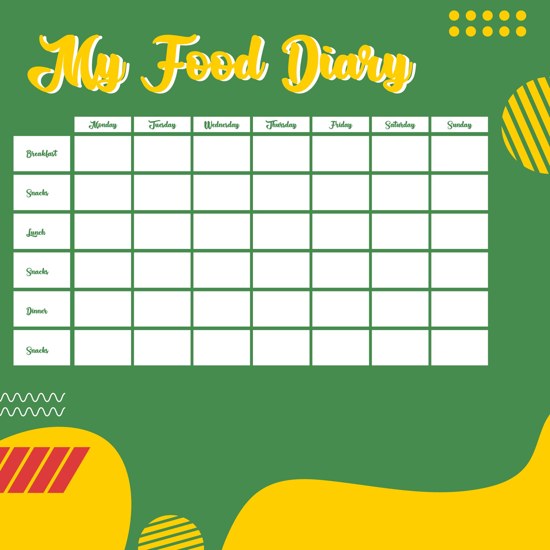 10 Best Printable 7 Day Food Log 5 Meals A Day Printablee
