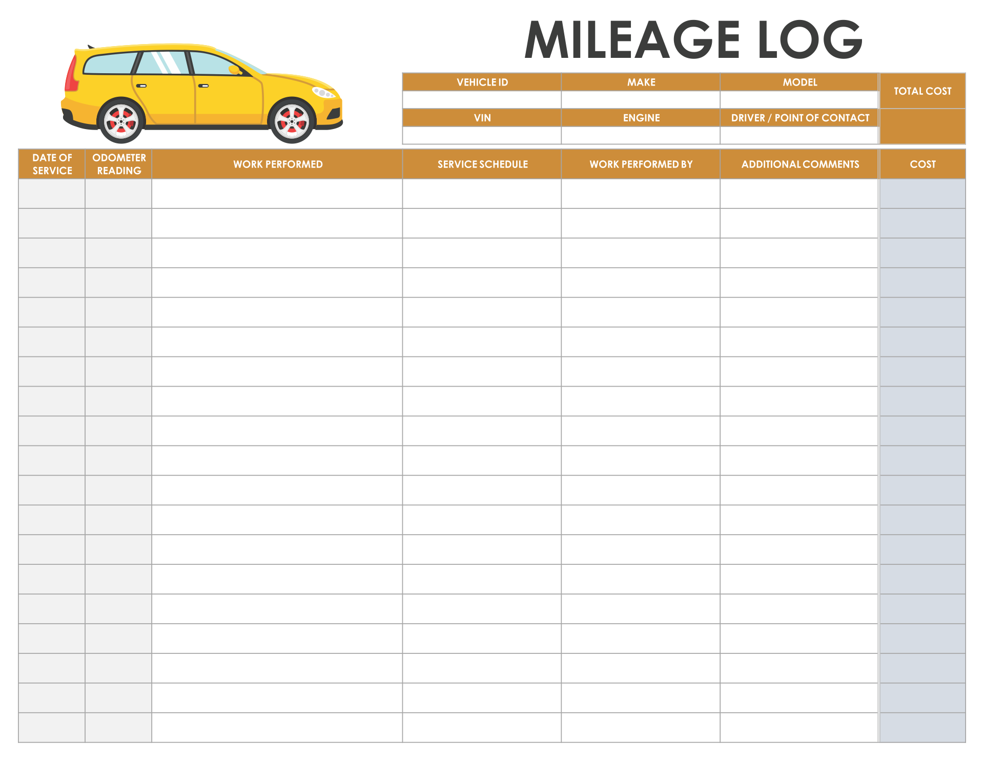 10 Best Printable Mileage Log Sheet Template Images And Photos Finder