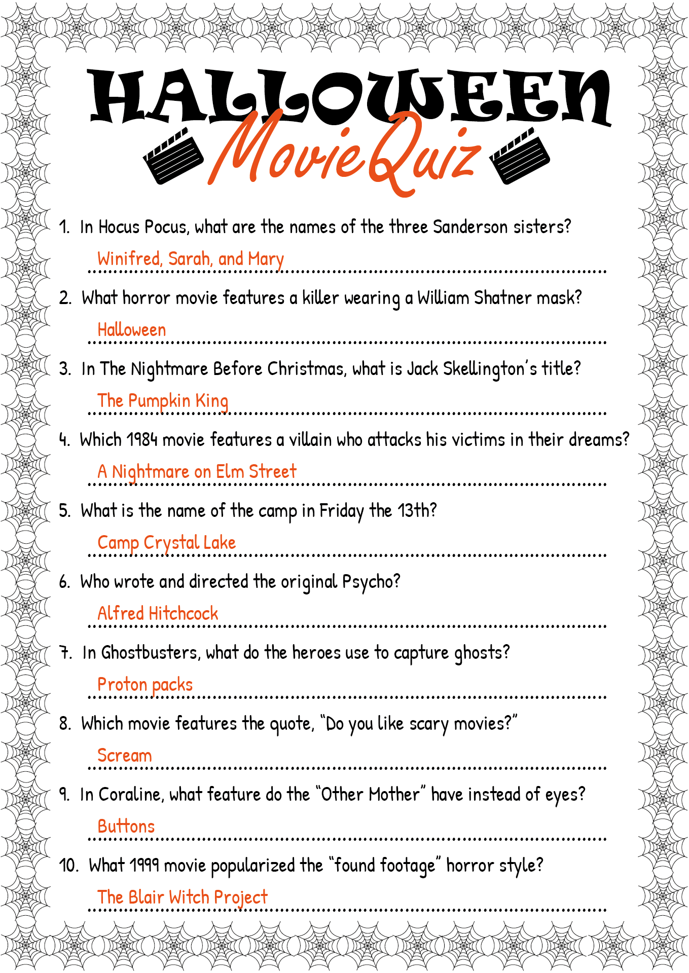 Scary Movie Trivia