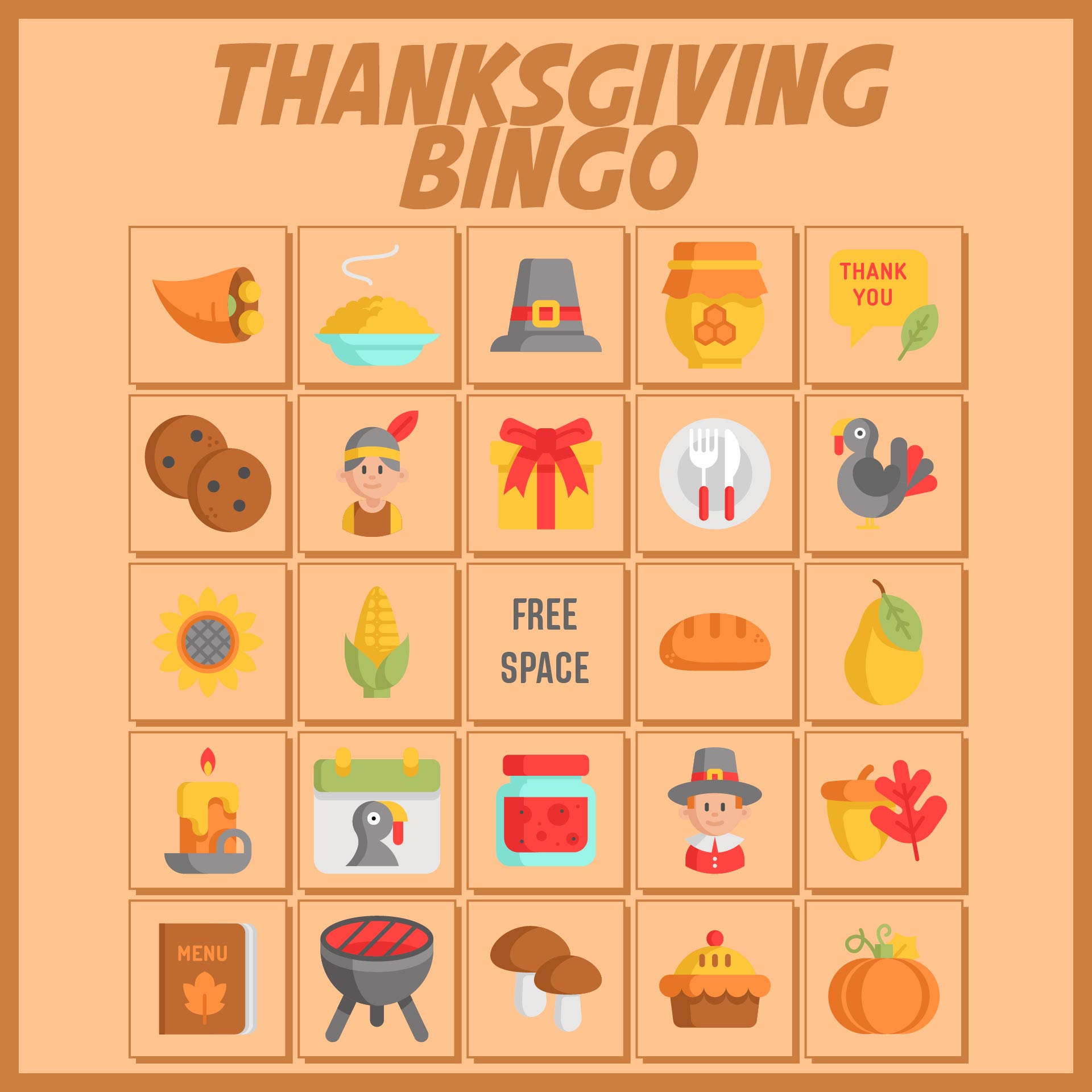 10 Best Printable Thanksgiving Bingo Printablee