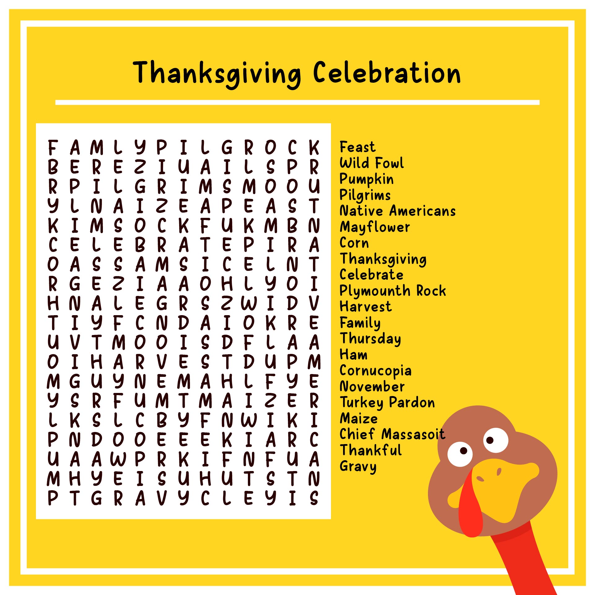 Thanksgiving Activity Printable For Kids