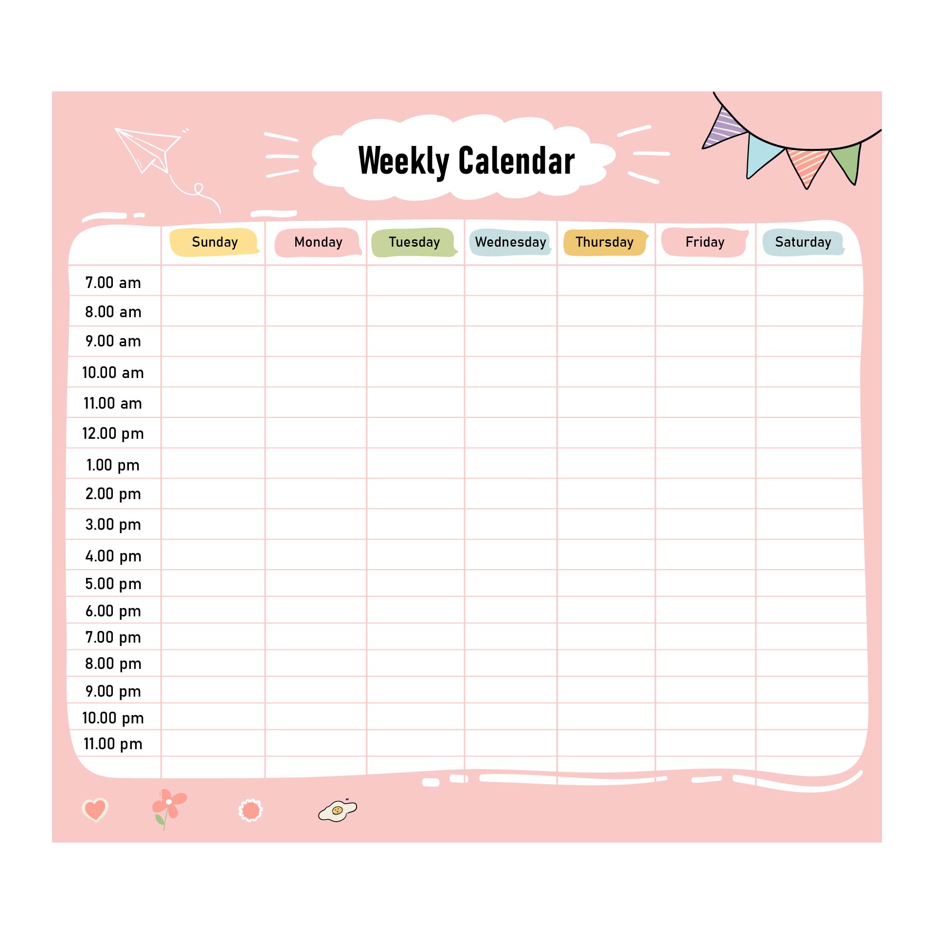 13 Best Printable Weekly Calendar With Time Slots PDF For Free At