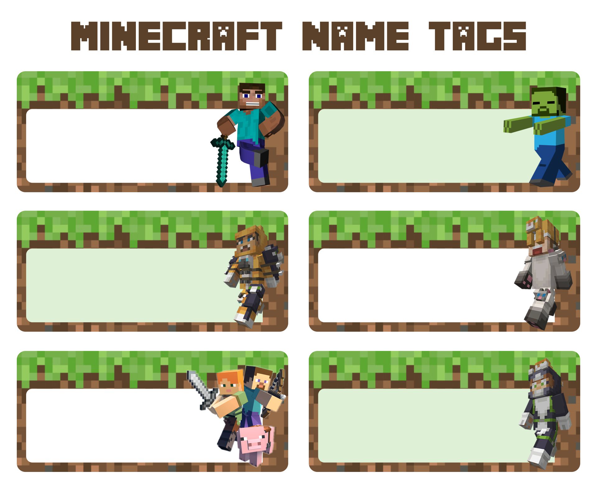 Minecraft Name Tags Birthday Printable Printable Name Tags Minecraft