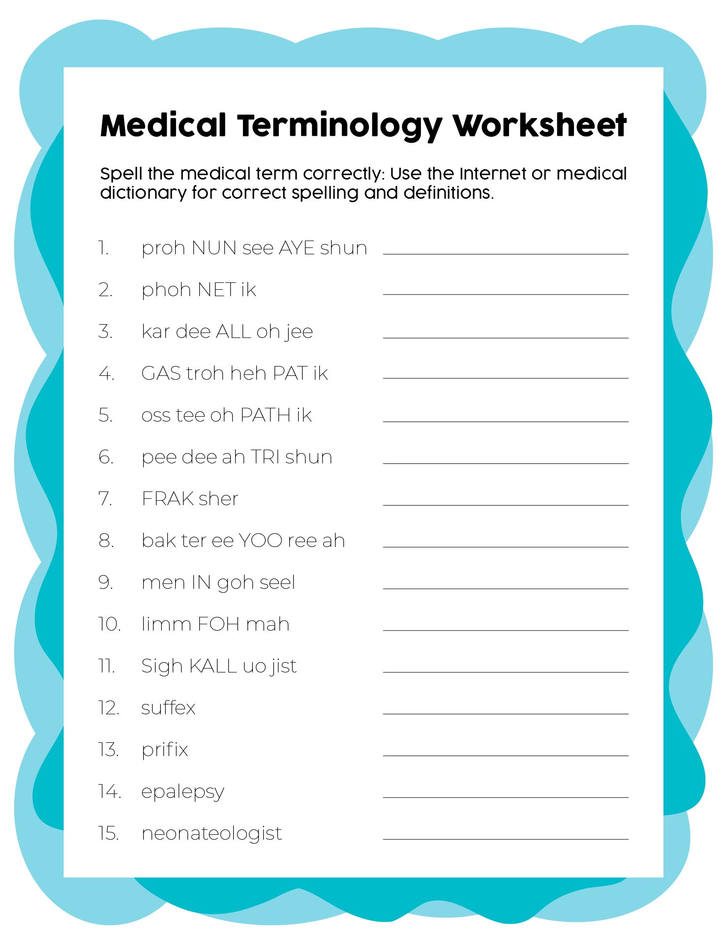 10 Best Free Printable Medical Worksheets PDF For Free At Printablee