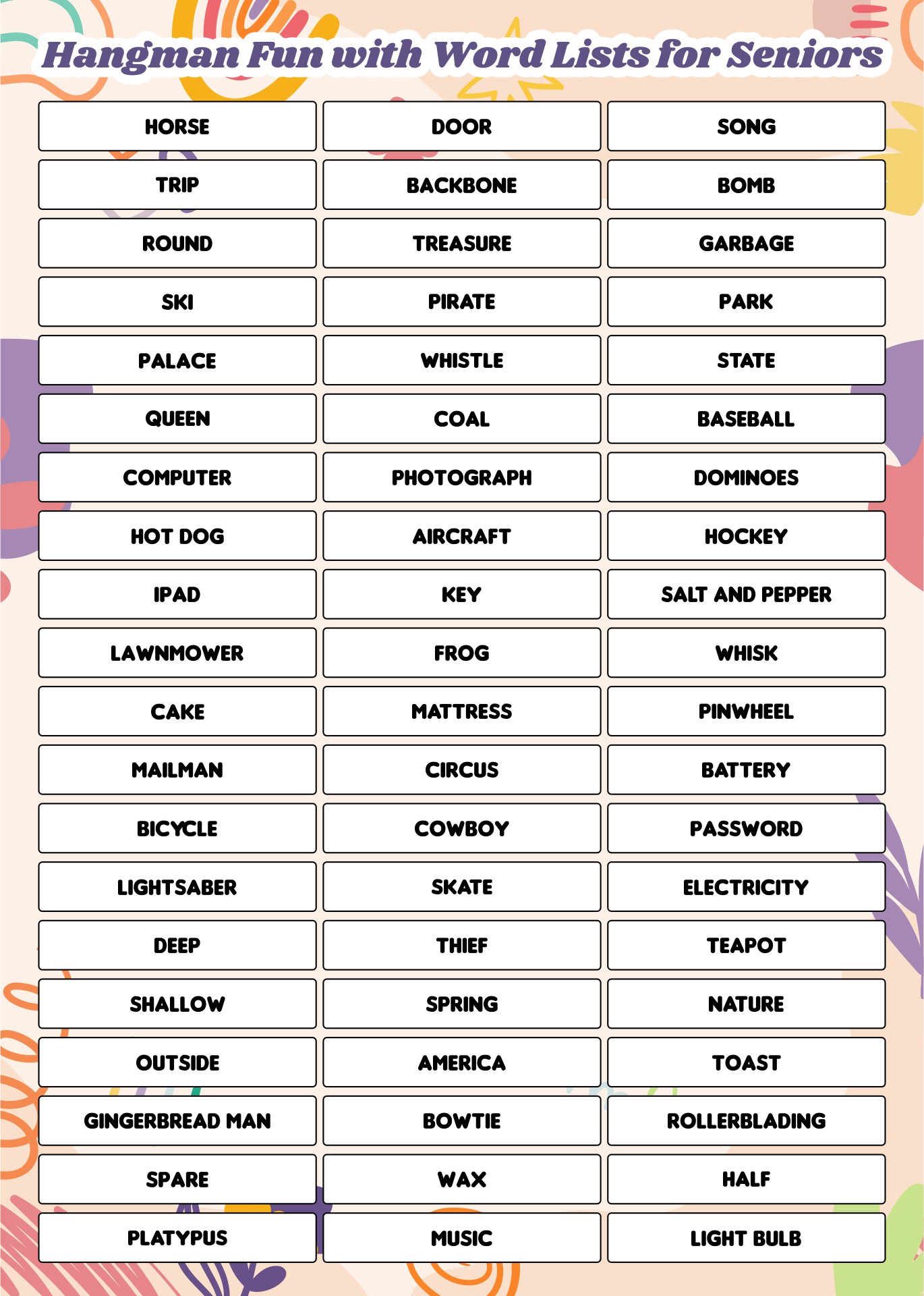 Hangman Words For Seniors 10 Free PDF Printables Printablee Hangman Words For Seniors 10 Free PDF Printables Printablee