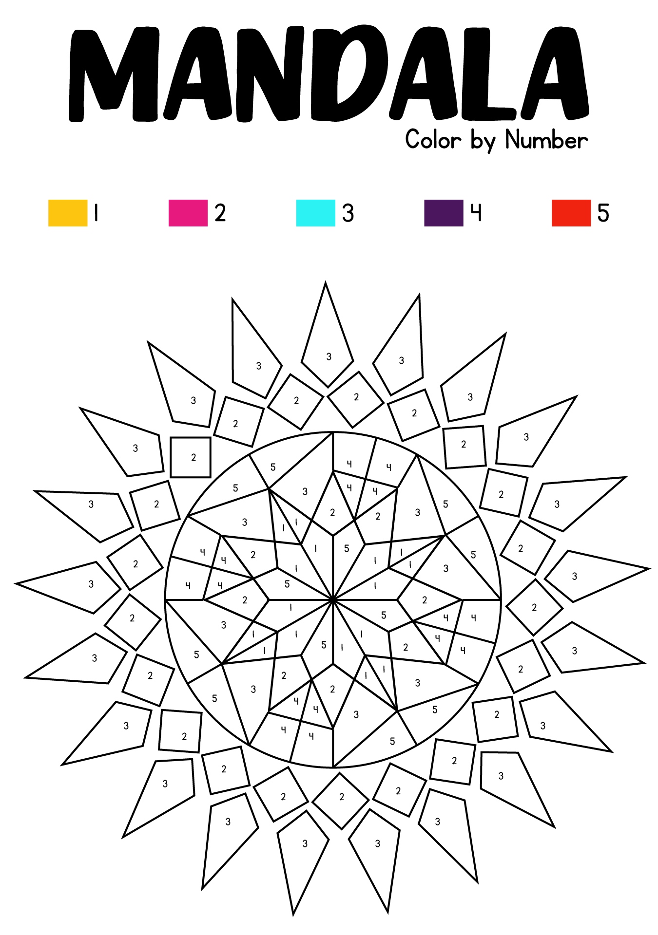 Mandala Color By Number For Adults Printable Mandala Color By Number For Adults Printable