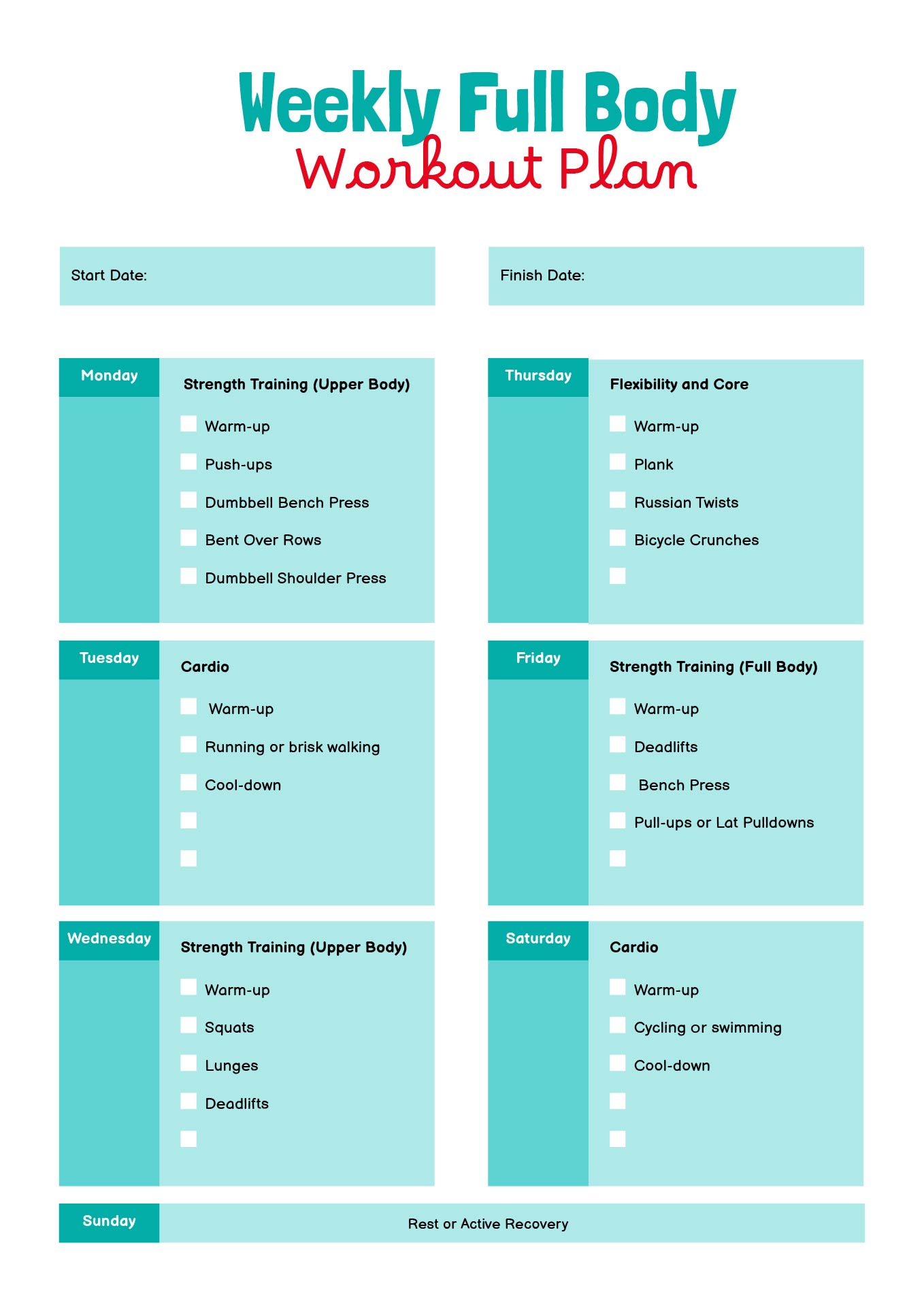 Full Body Workout Chart Pdf Infoupdate Full Body Workout Chart Pdf Infoupdate